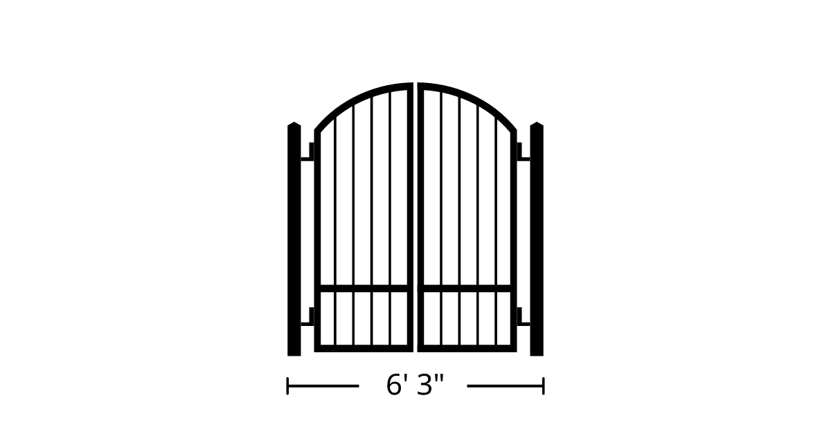 Gate | 6ft 3in Wide, Swing Kit, Dual Panels, Arch Style, Single Pickets ...