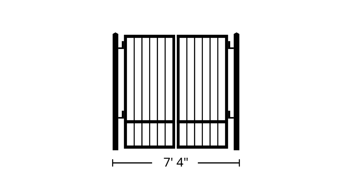 Gate | 7ft 4in Wide, Swing Kit, Dual Panels, Single Pickets, Manual ...