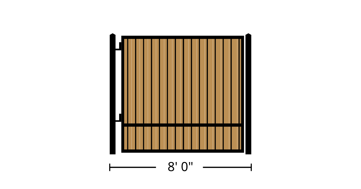 Gate | 8ft 0in Wide, Swing Kit, Solo Panel, Double Pickets, Vertical ...