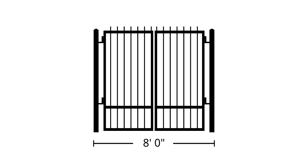 Gate | 8ft 0in Wide, Swing Kit, Dual Panels, Finials Style, Single ...