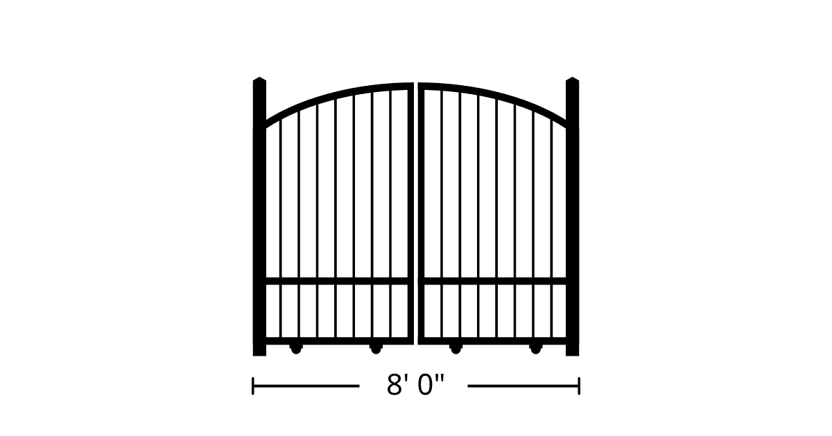 Gate | 8ft 0in Wide, Slide Kit, Dual Panels, Arch Style, Single Pickets ...