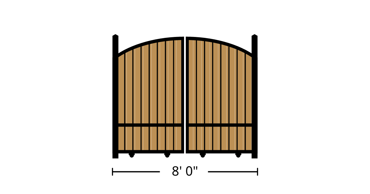 Gate | 8ft 0in Wide, Slide Kit, Dual Panels, Arch Style, Double Pickets ...