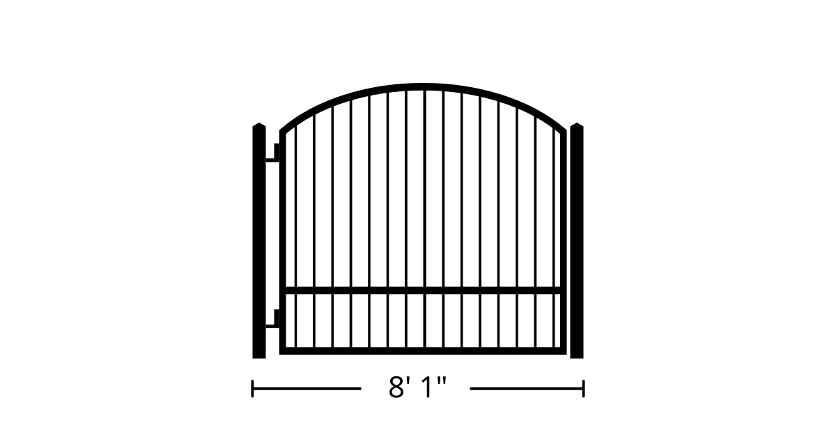 Gate | 8ft 1in Wide, Swing Kit, Solo Panel, Arch Style, Single Pickets ...