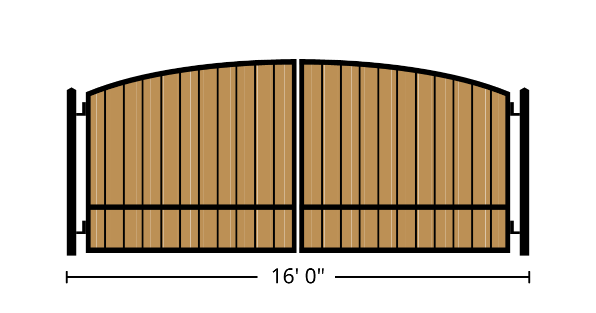 Gate | 16ft 0in Wide, Swing Kit, Dual Panels, Arch Style, Single ...